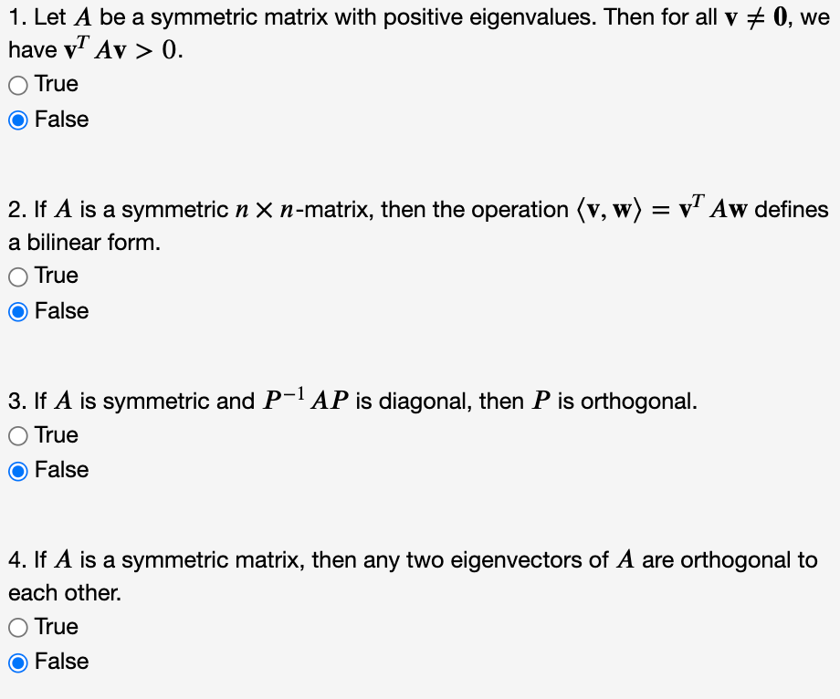 Solved 1. Let A be a symmetric matrix with positive | Chegg.com