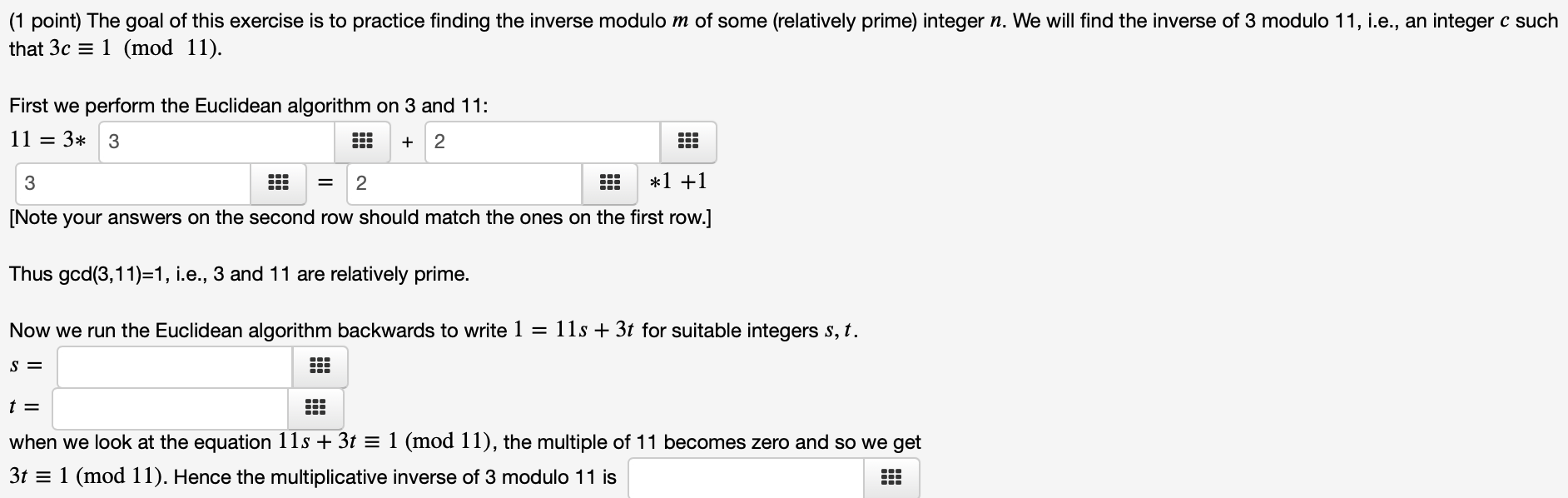 Solved (1 point) The goal of this exercise is to practice | Chegg.com