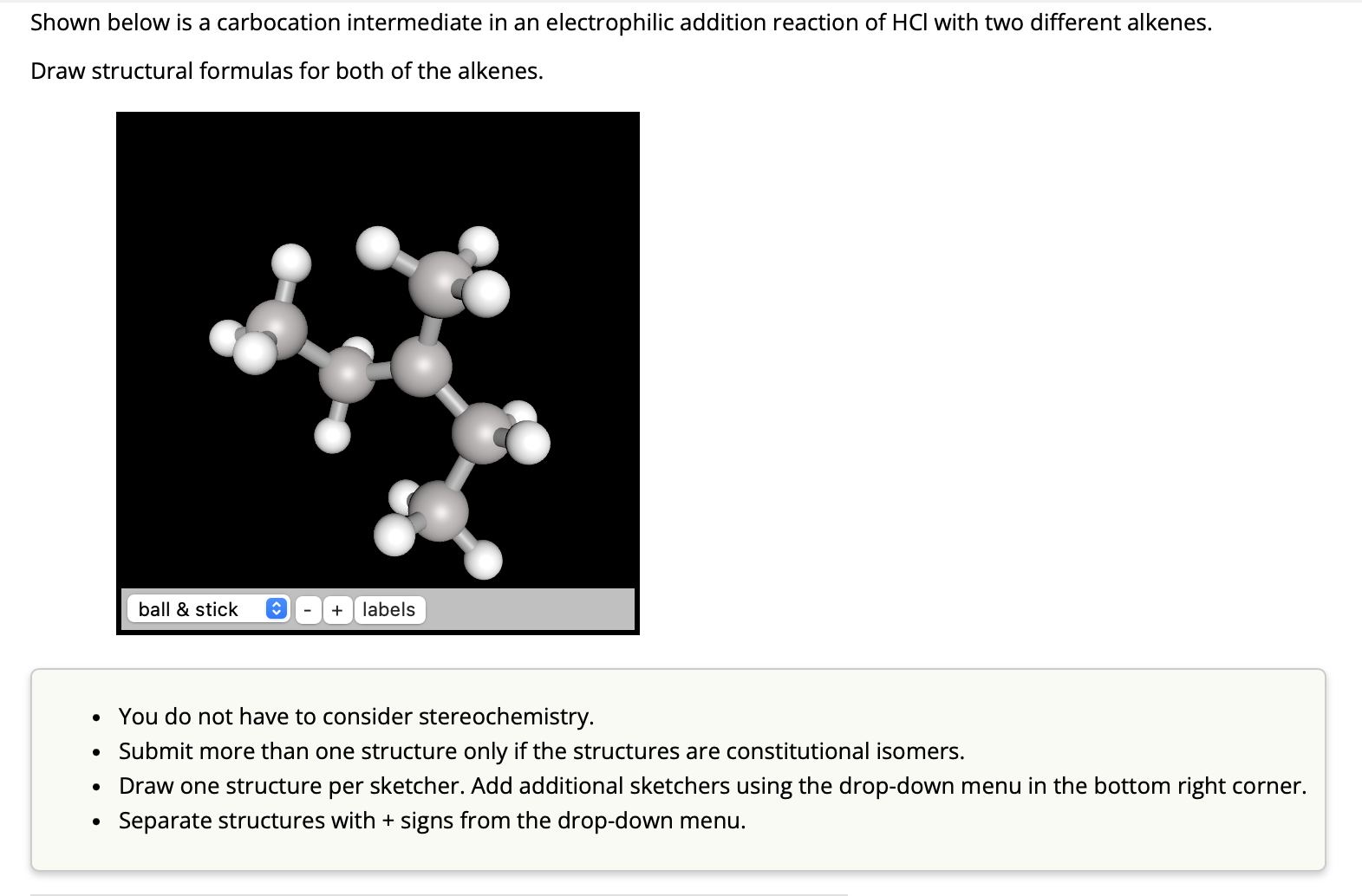 Shown below is a carbocation intermediate in an | Chegg.com