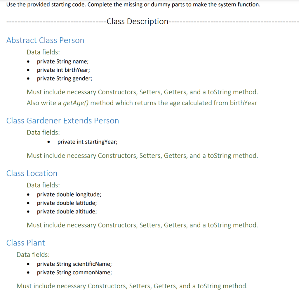 Solved Use the provided starting code. Complete the missing | Chegg.com