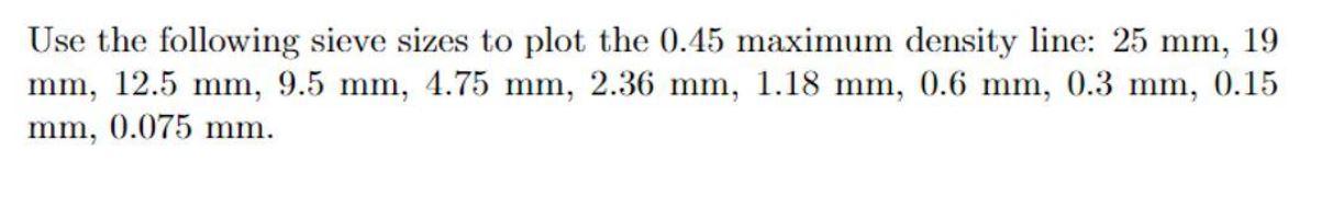 Solved Use the following sieve sizes to plot the 0.45 | Chegg.com Solved Use the following sieve sizes to plot the 0.45 | Chegg.com