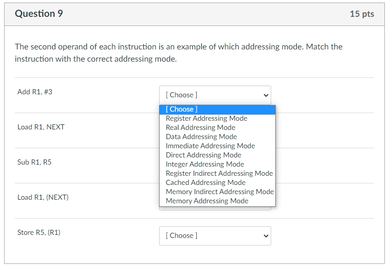 Solved Question 9 15 pts The second operand of each | Chegg.com