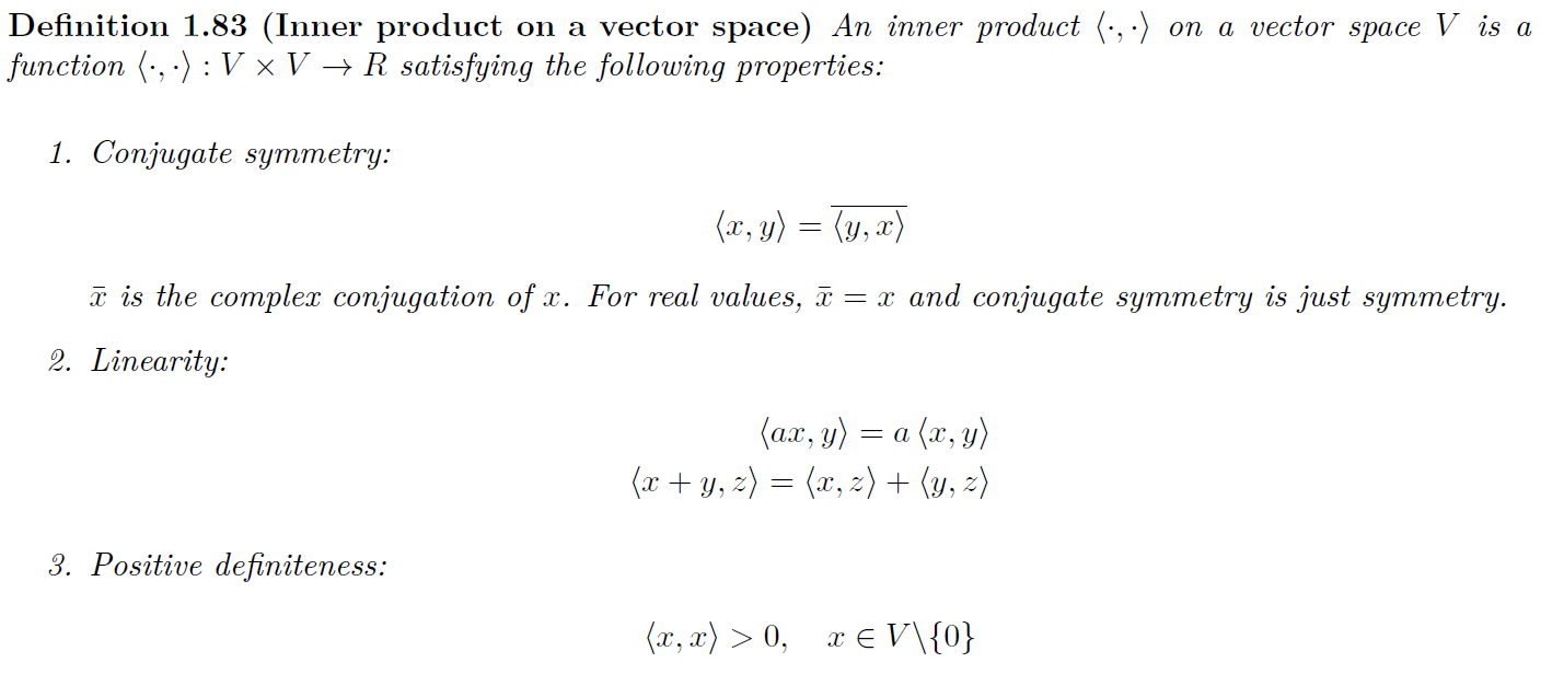 Solved Definition 1.83 (Inner product on a vector space) An | Chegg.com