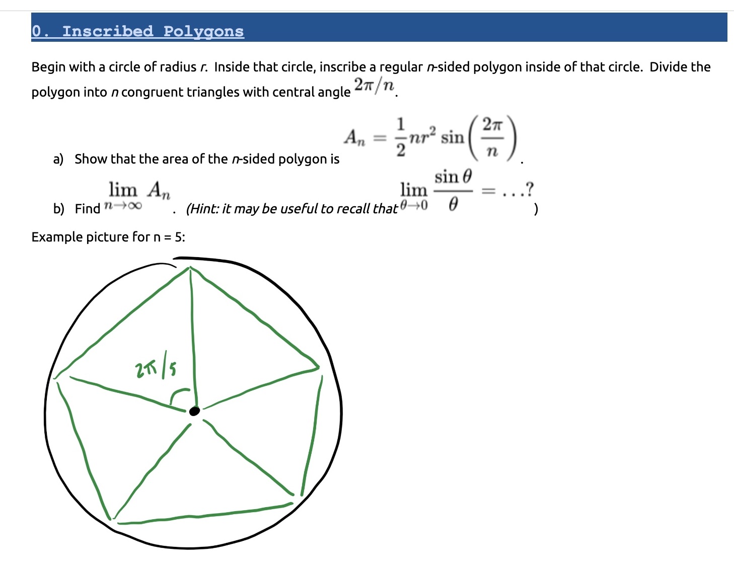Solved Begin with a circle of radius r. Inside that circle, | Chegg.com