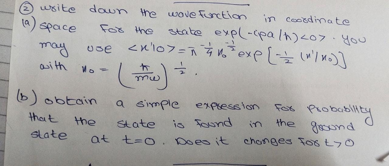 Solved (2) write down the wavefunction in coordinate (a) | Chegg.com