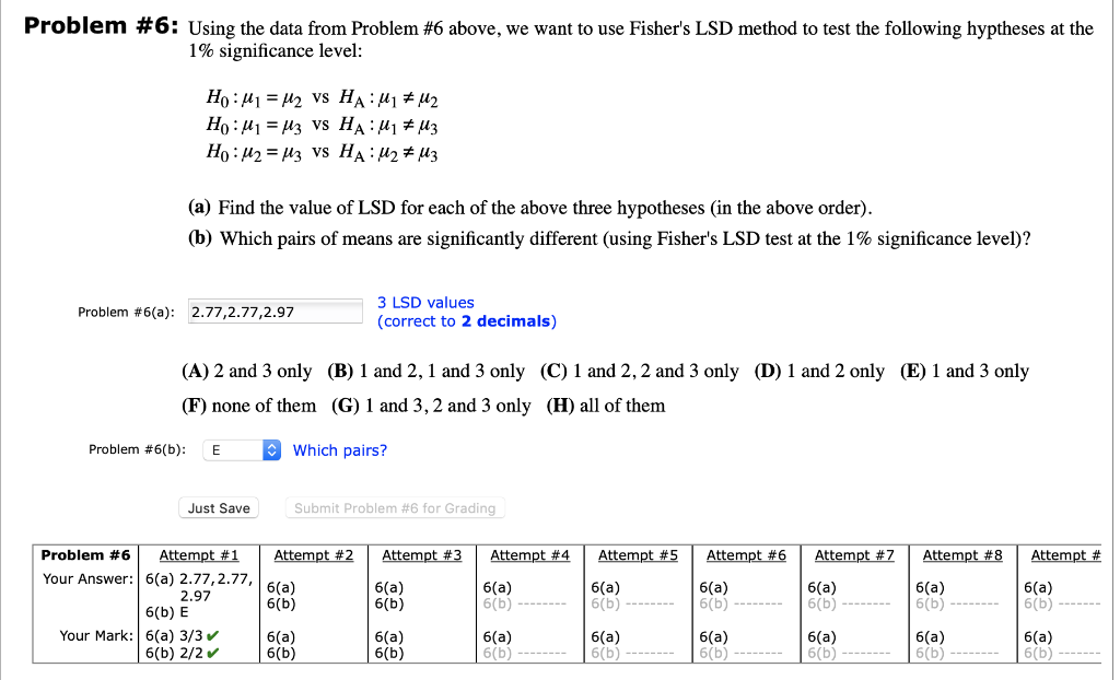 Solved Problem #6: Using the data from Problem #6 above, we | Chegg.com