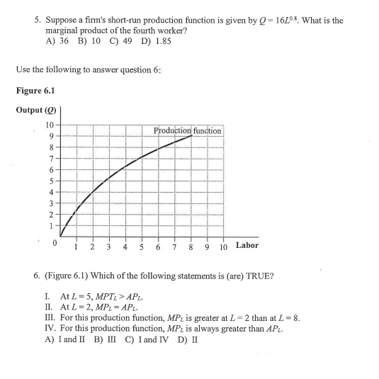 Solved 5. Suppose a firm's short-run production function is | Chegg.com