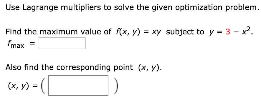 Solved Use Lagrange multipliers to solve the given | Chegg.com