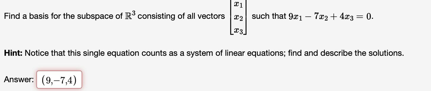 Solved Find a basis for the subspace of R3 consisting of all | Chegg.com