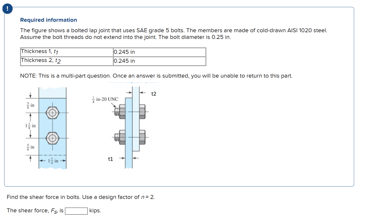 Solved Required informationThe figure shows a bolted lap | Chegg.com