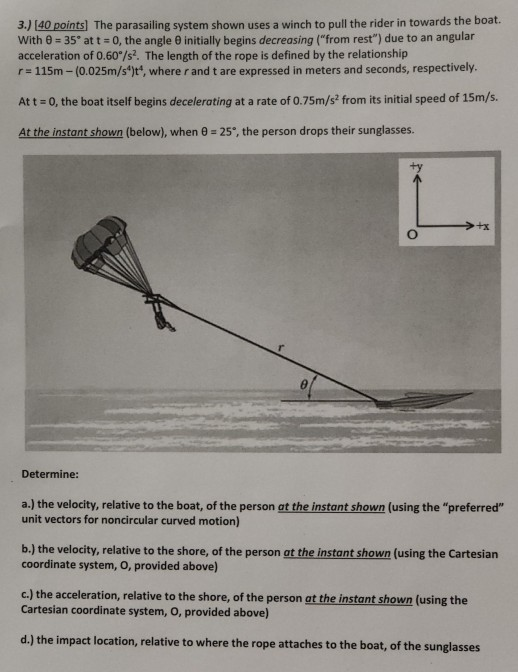 3.) [40 points The parasailing system shown uses a | Chegg.com