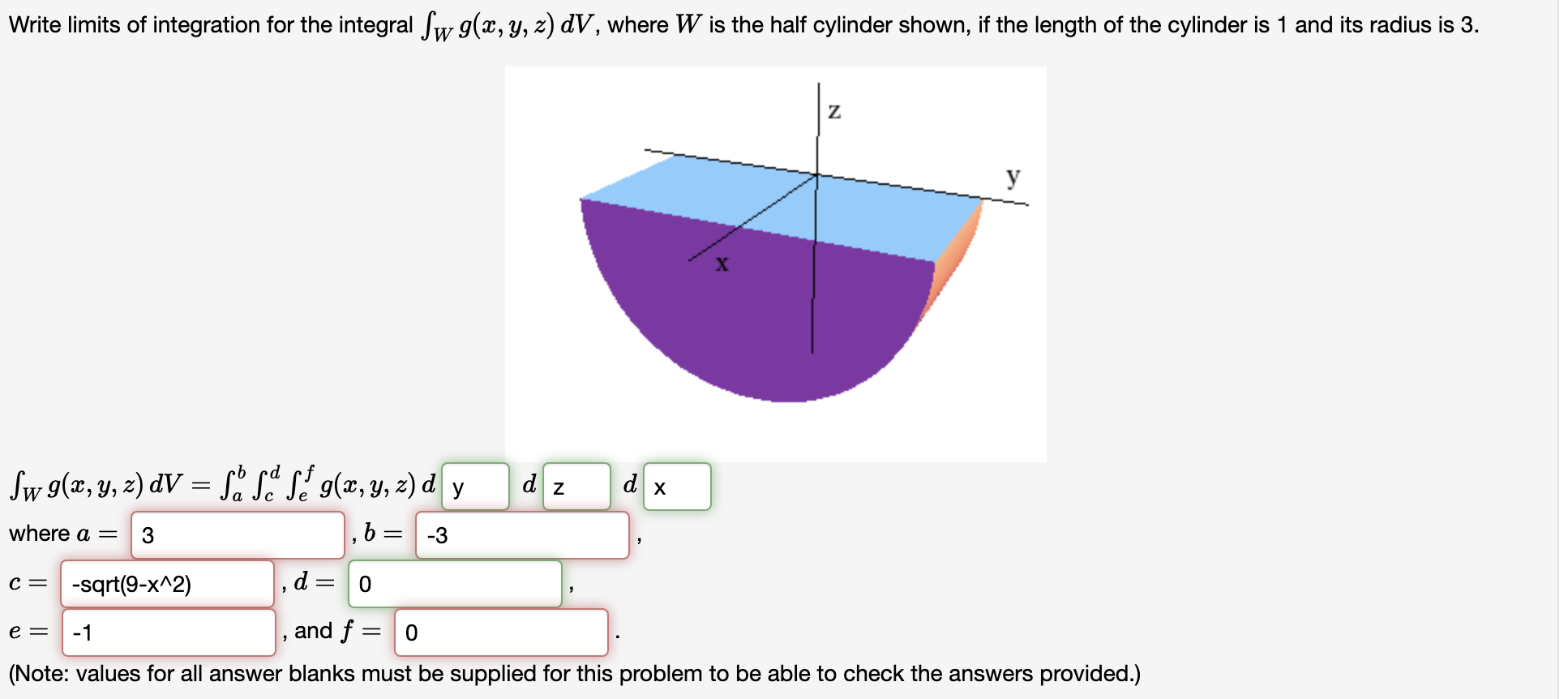 Solved Write limits of integration for the integral | Chegg.com