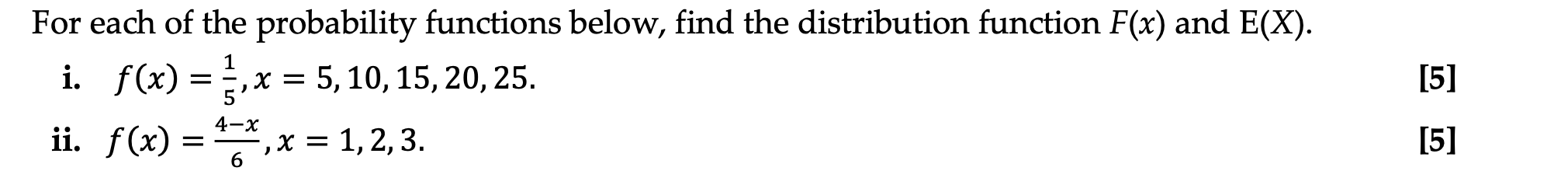 Solved For each of the probability functions below, find the | Chegg.com