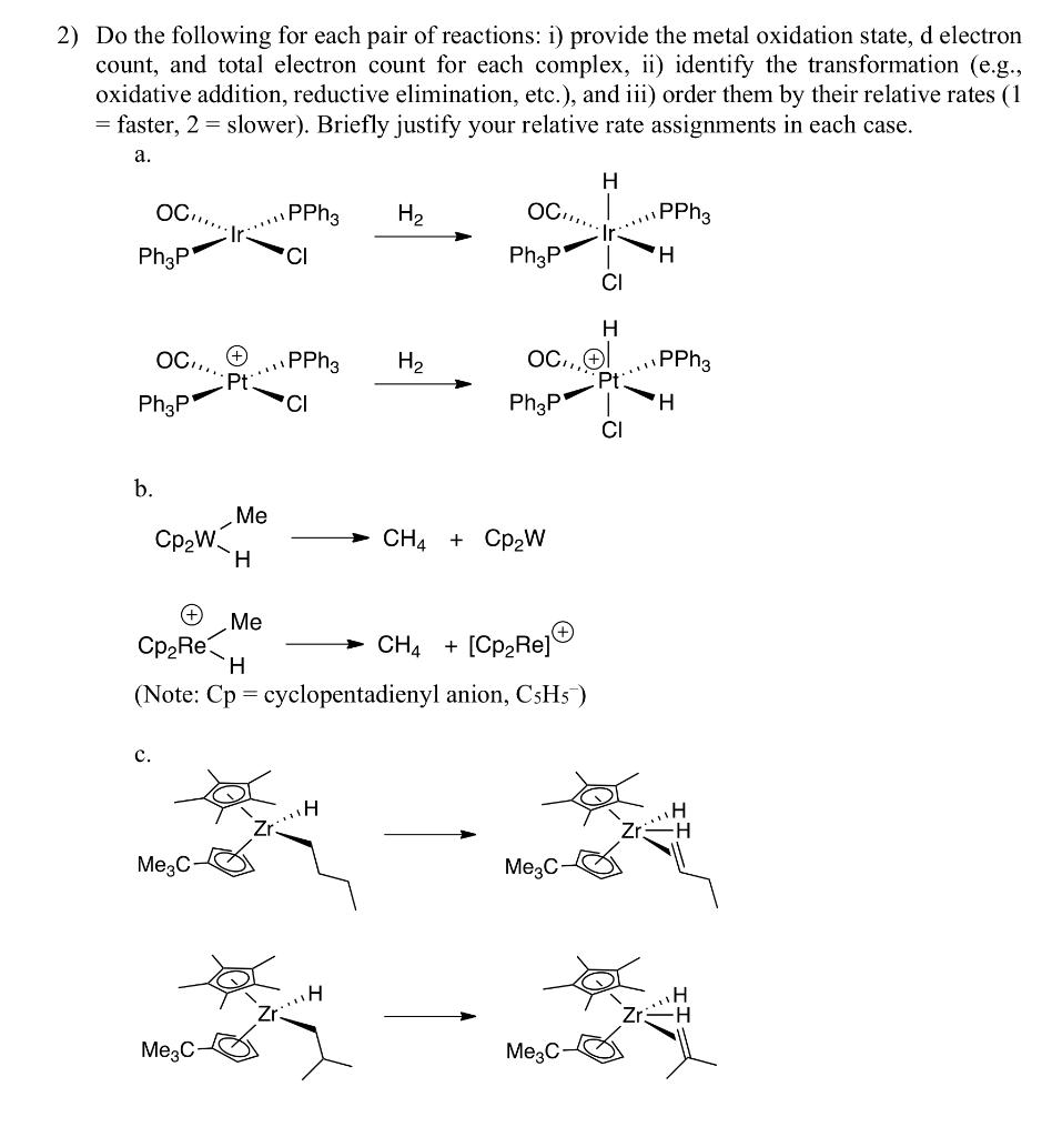 Solved 2) Do the following for each pair of reactions: i) | Chegg.com