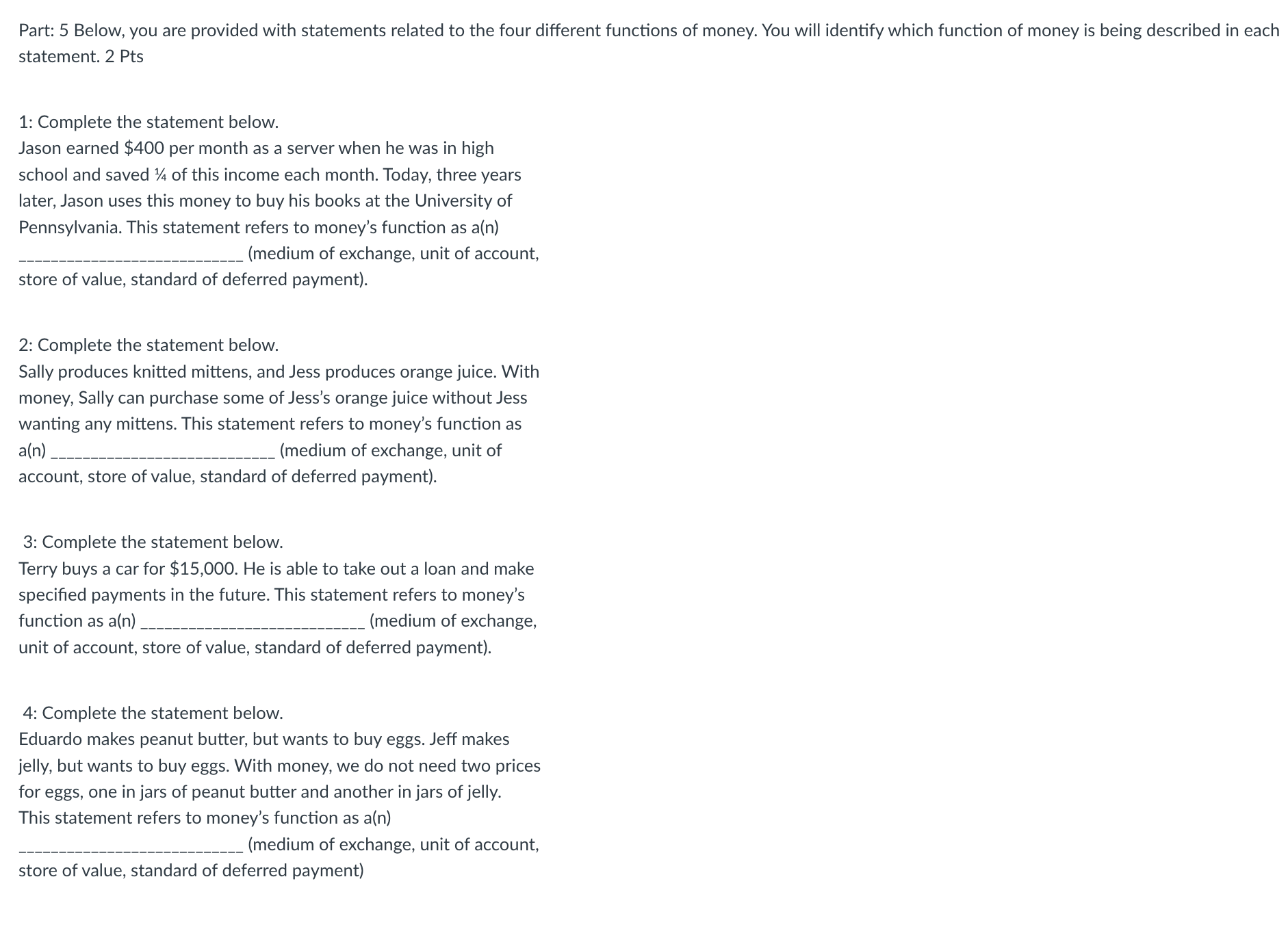 Solved Part: 5 Below, you are provided with statements | Chegg.com