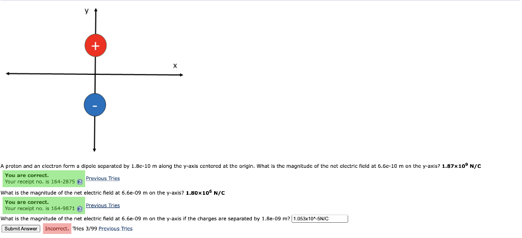 Solved + 6.6e-10 m on the y-axis? 1.87x10° N/C A proton and | Chegg.com