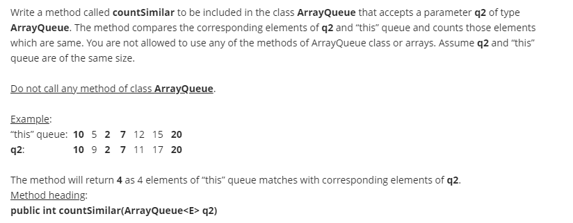 Solved Write a method called countSimilar to be included in | Chegg.com