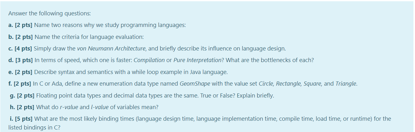 Solved Answer the following questions: a. [2 pts] Name two | Chegg.com
