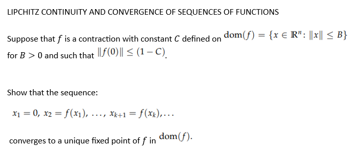 Solved LIPCHITZ CONTINUITY AND CONVERGENCE OF SEQUENCES OF | Chegg.com