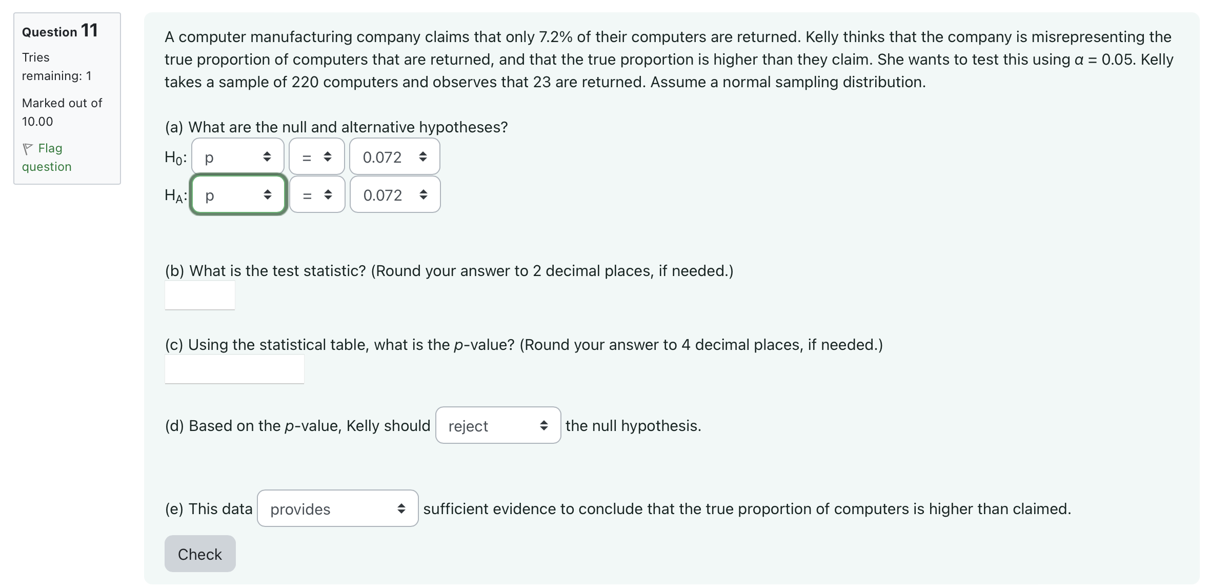 A computer manufacturing company claims that only | Chegg.com