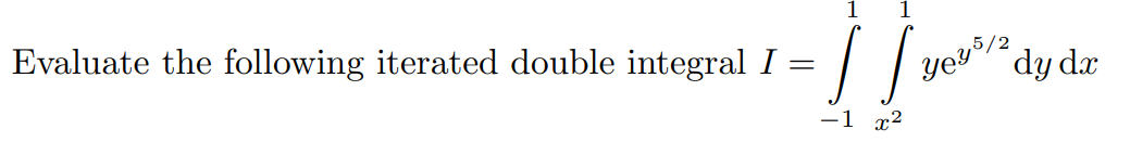 Solved Evaluate the following iterated double integral | Chegg.com
