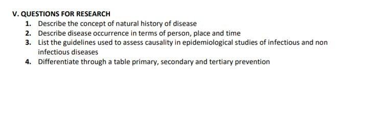 Solved V. QUESTIONS FOR RESEARCH 1. Describe the concept of | Chegg.com
