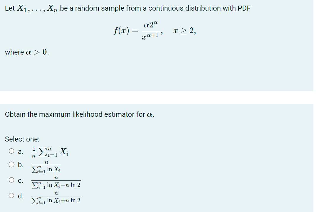 Solved Let X1,…,Xn be a random sample from a continuous | Chegg.com