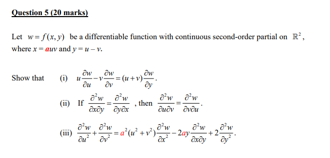 Solved Let w=f(x,y) be a differentiable function with | Chegg.com