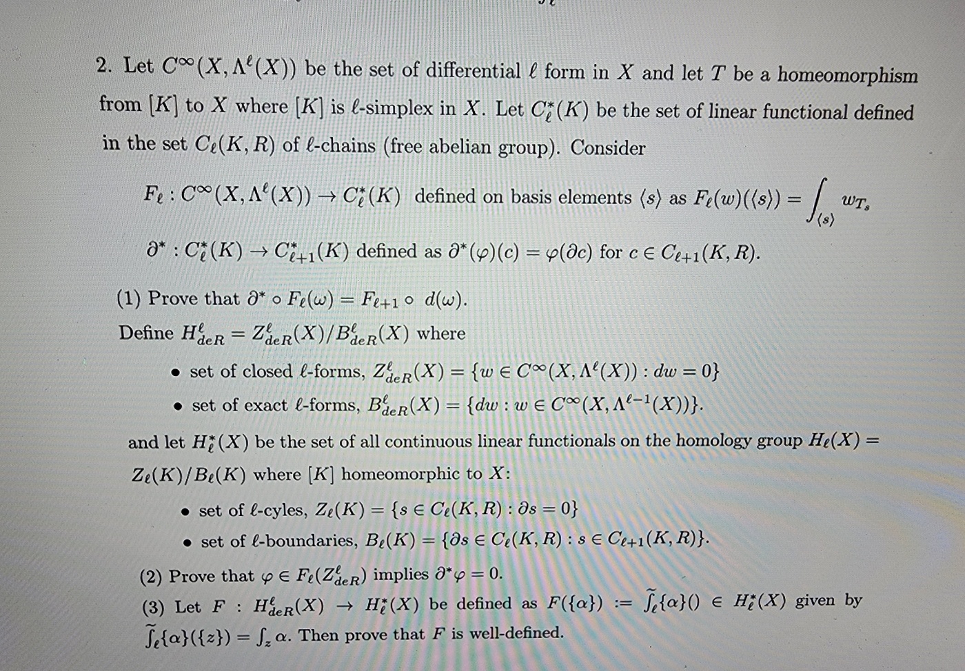 Solved Let C∞(x,Λl(x)) ﻿be the set of differential l ﻿form | Chegg.com