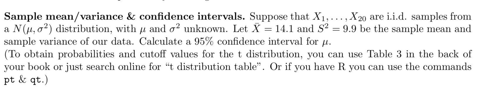Solved Sample mean/variance & confidence intervals. Suppose | Chegg.com