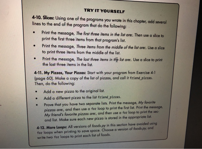 Solved TRY IT YOURSELF 4-10. Slices: Using one of the | Chegg.com
