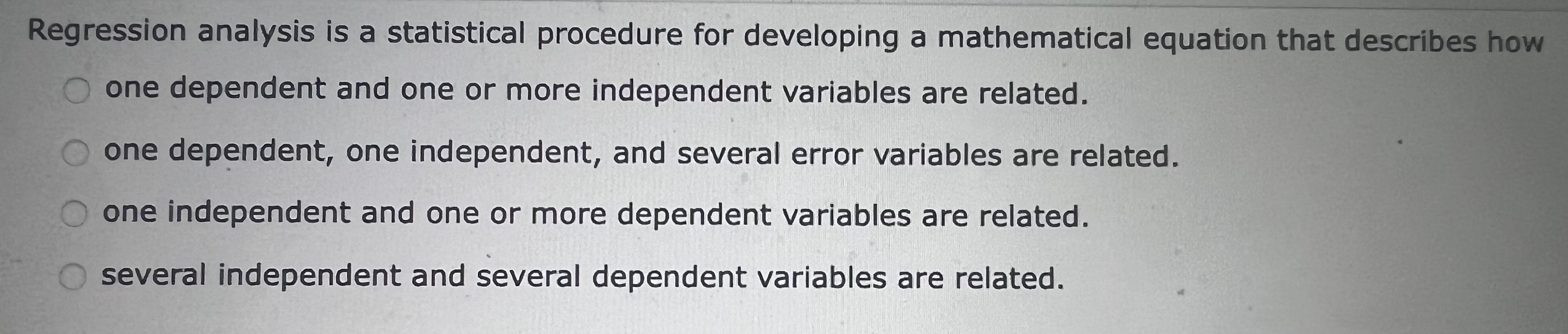 Solved egression analysis is a statistical procedure for | Chegg.com