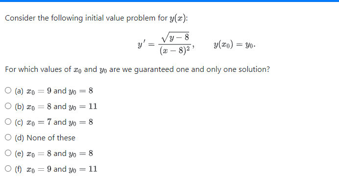 Solved Consider the following initial value problem for | Chegg.com