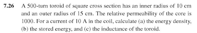 Solved A 500-turn toroid of square cross section has an | Chegg.com