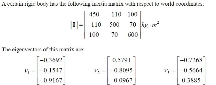 Solved A certain rigid body has the following inertia matrix | Chegg.com