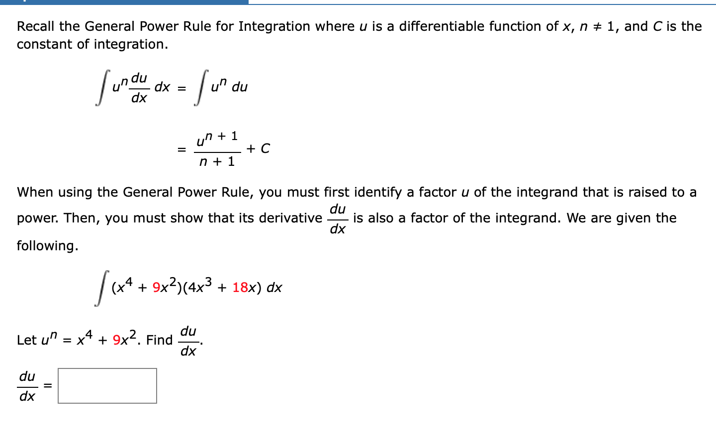 Solved Recall the General Power Rule for Integration where u | Chegg.com