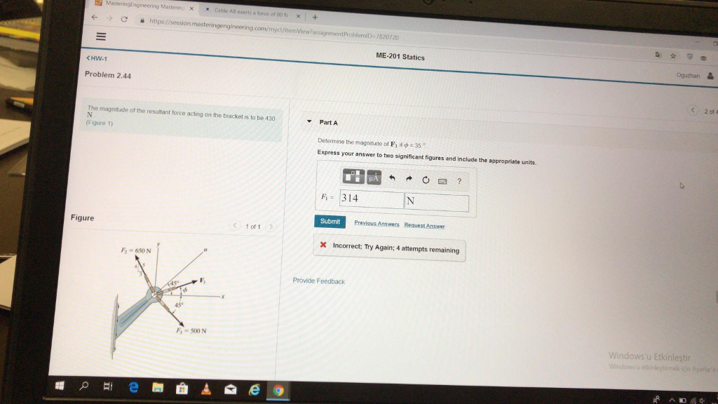 Solved Masterin: " Cable AB exerts a force teri View 820720 | Chegg.com