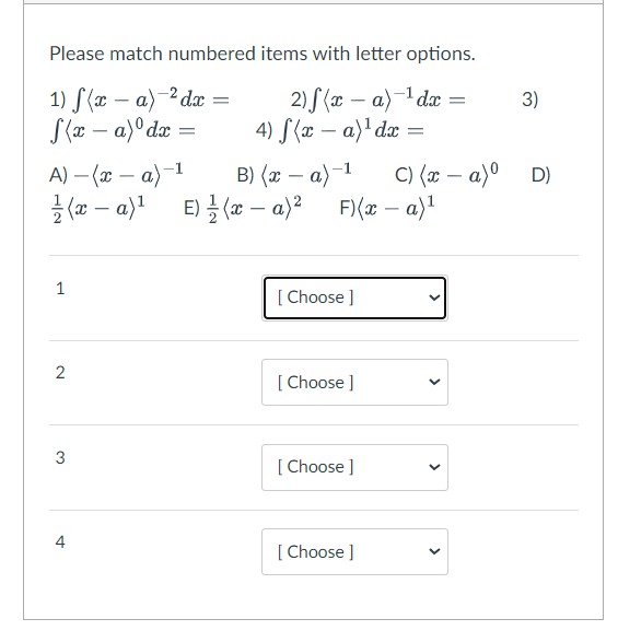 Solved Please Match Numbered Items With Letter Options 1