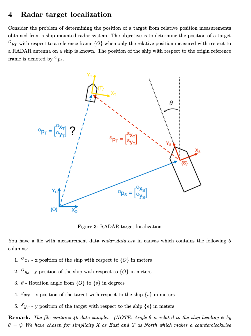 4 Radar target localization Consider the problem of | Chegg.com