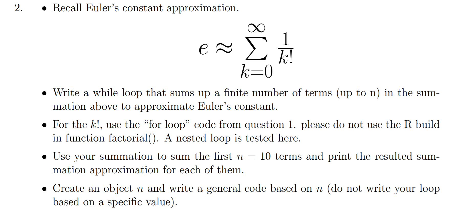 Solved 2. • Recall Euler's constant approximation. È er k! | Chegg.com