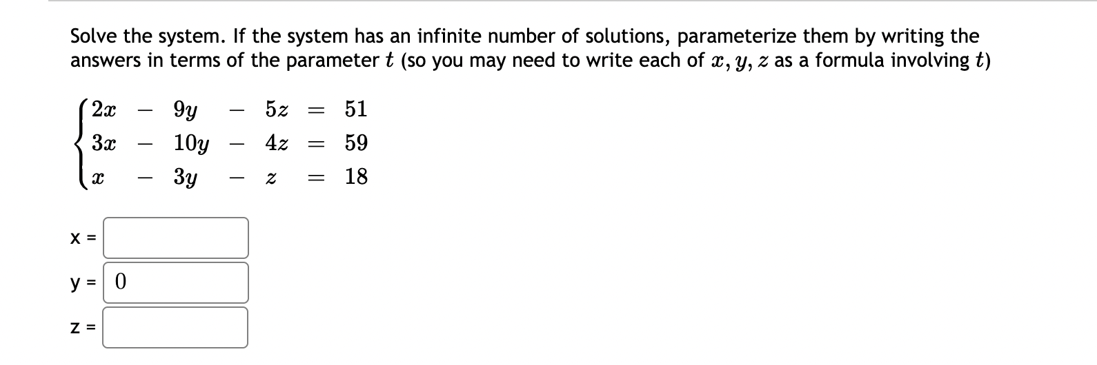 Solved Solve the system. If the system has an infinite | Chegg.com