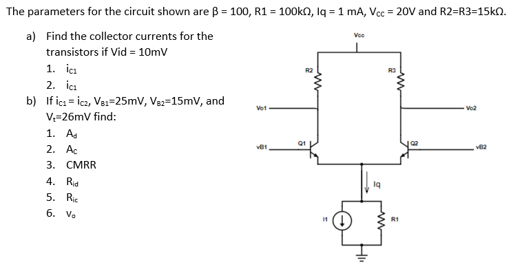 Solved Vec R2 R3 w The parameters for the circuit shown are | Chegg.com