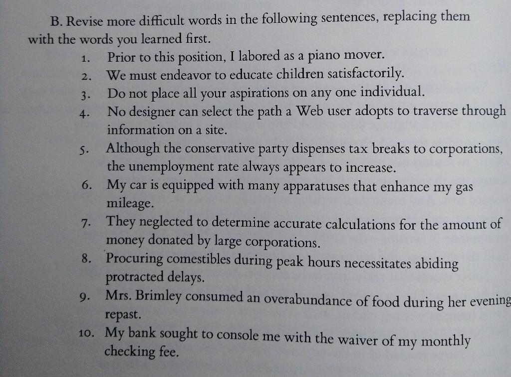 A. Revise the following sentences. If the sentence | Chegg.com