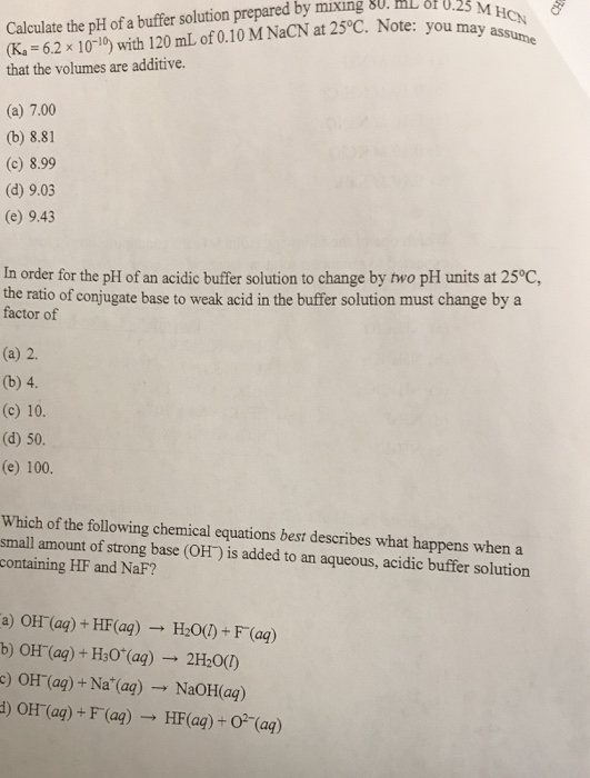 Solved Calculate the pH of a buffer solution prepared by | Chegg.com