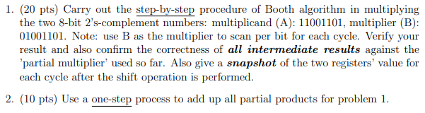 Solved 1. (20 pts) Carry out the step-by-step procedure of | Chegg.com