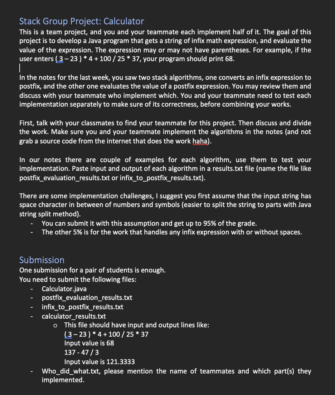 Solved Stack Group Project: Calculator This is a team | Chegg.com