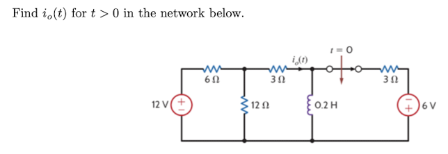 Solved Find io(t) ﻿for t>0 ﻿in the network below. | Chegg.com