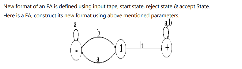 Solved New format of an FA is defined using input tape, | Chegg.com