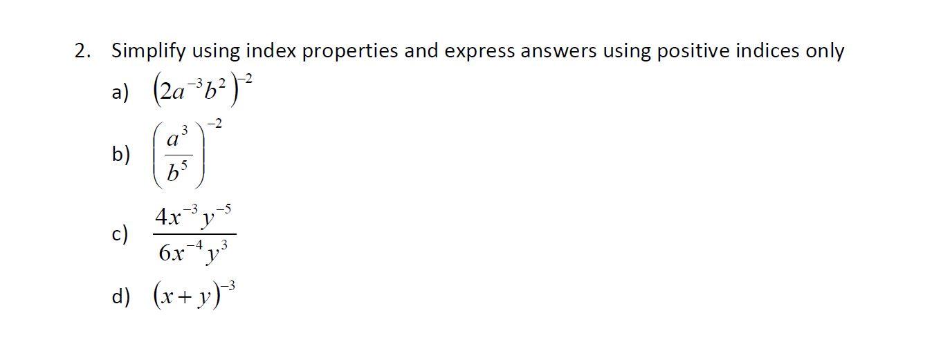 Solved 2. Simplify using index properties and express | Chegg.com