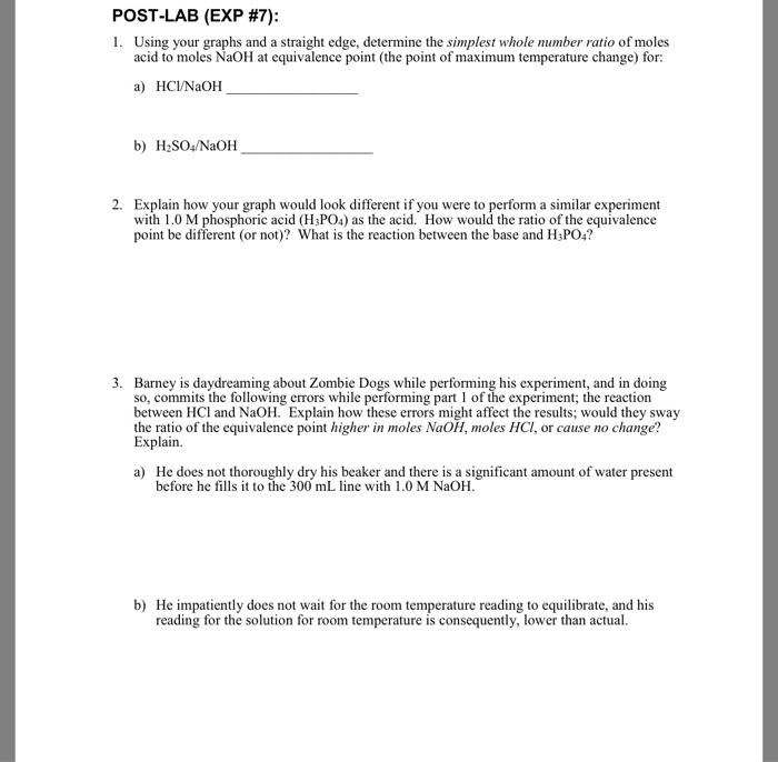 Solved POST-LAB (EXP #7): 1. Using your graphs and a | Chegg.com